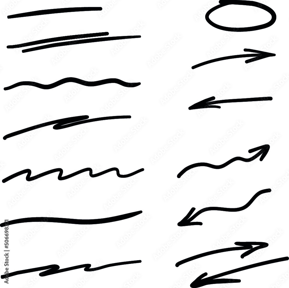 Handwritten lines. Underlines for handmade style design. Graphic ...