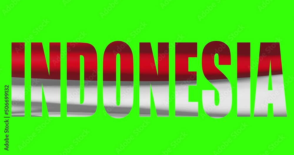 Indonesia country lettering word text with flag waving animation on ...
