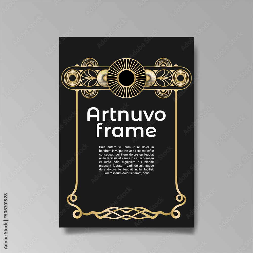 Art Deco A4 page template, retro style for web and print, city and the lights pattern with ...