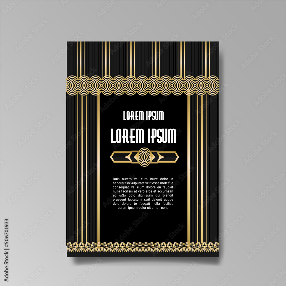 Art Deco A4 page template, retro style for web and print, city and the lights pattern with ...