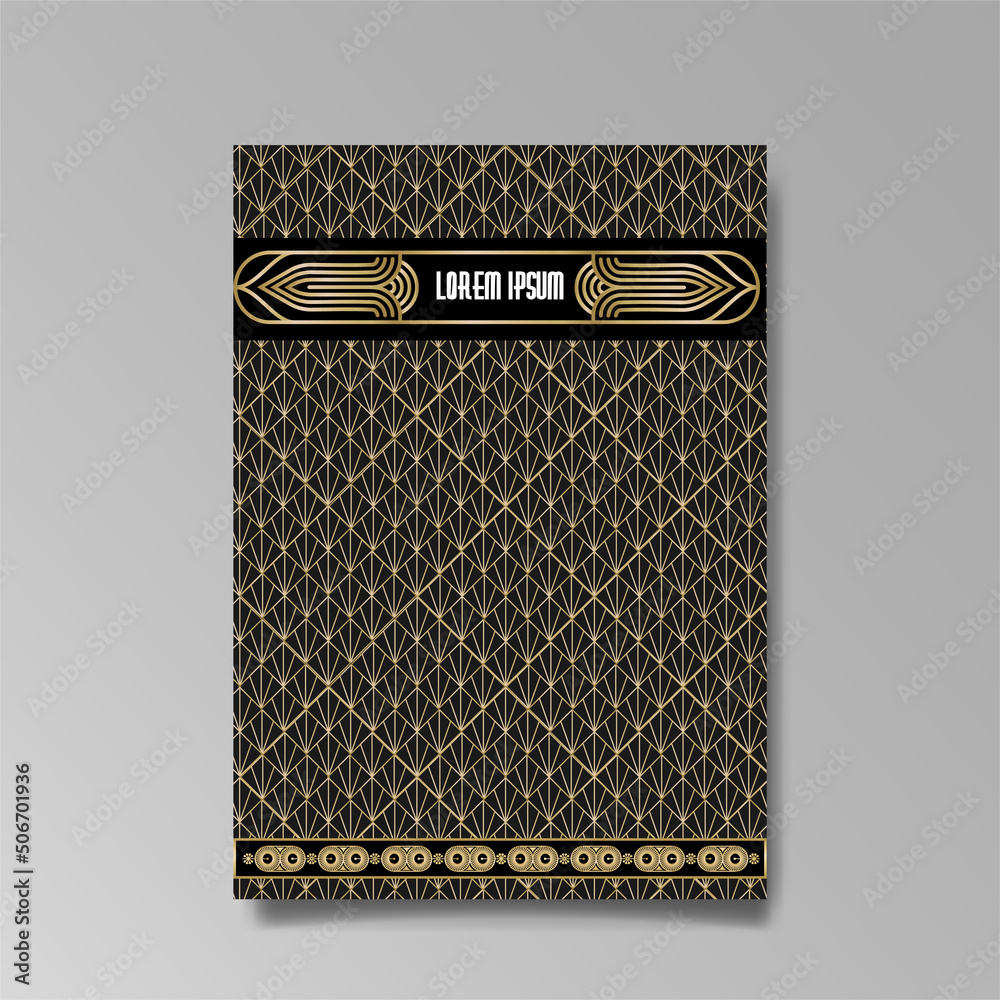 Art Deco A4 page template, retro style for web and print, city and the lights pattern with ...