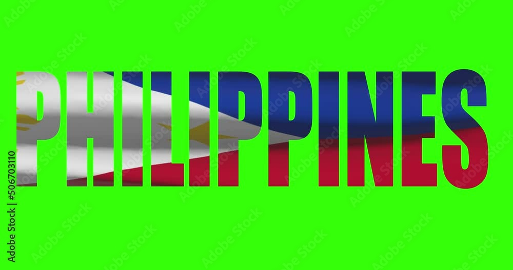 Philippines country lettering word text with flag waving animation on ...