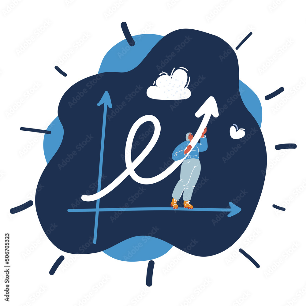 Cartoon vector illustration of Financial support. Woman hold arrow ...