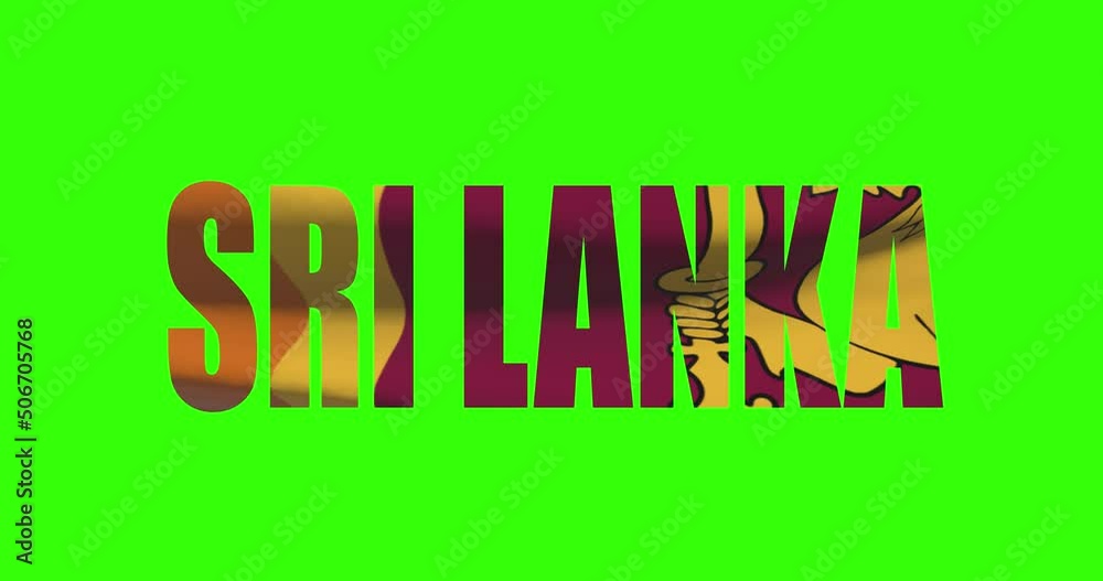 Sri Lanka country lettering word text with flag waving animation on ...