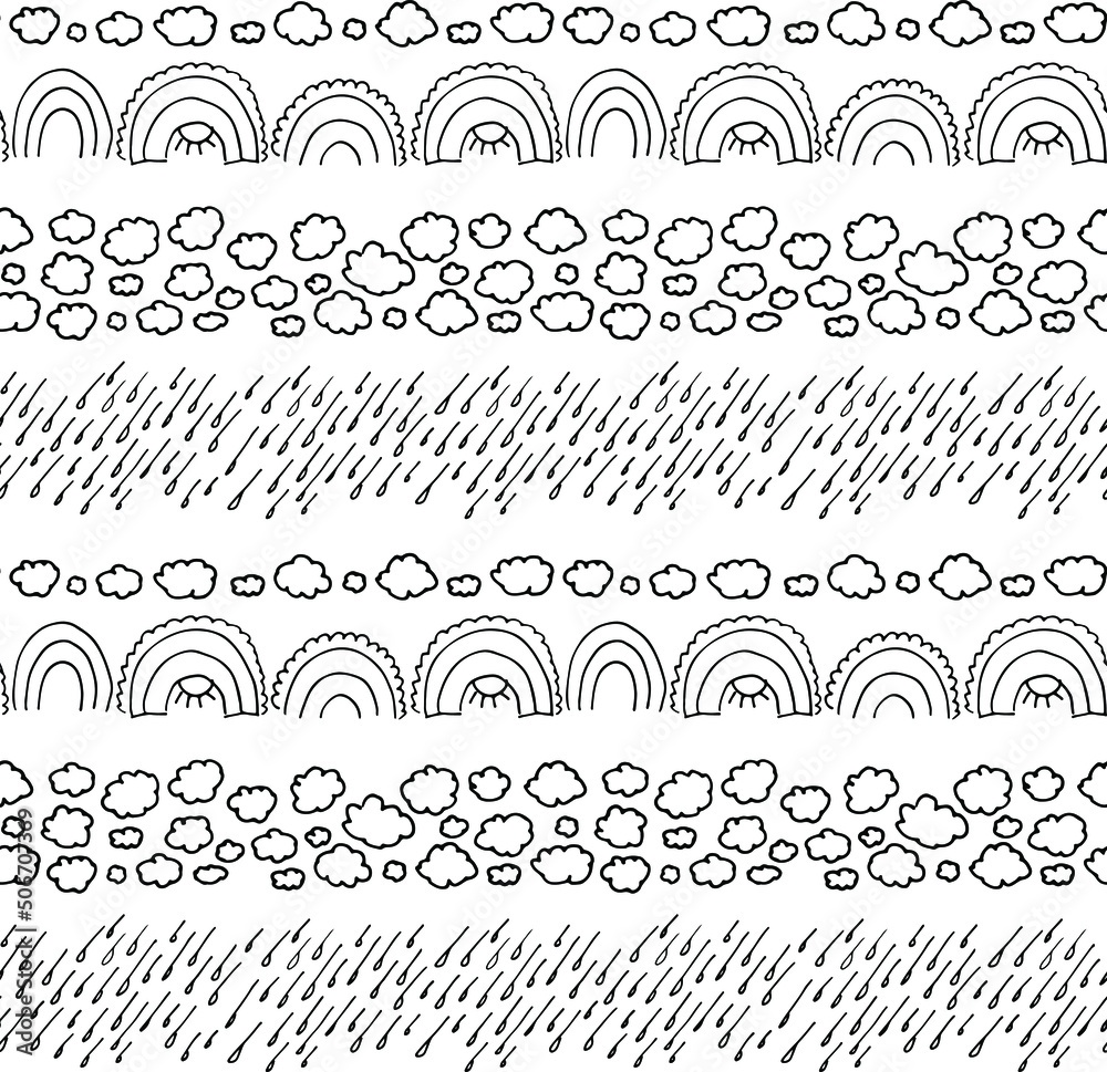 Rainbow With Clouds Template