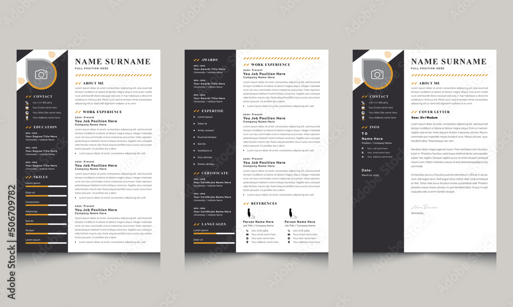 Resume Layout Black Sidebar with Modern Resume Template Cv design ...