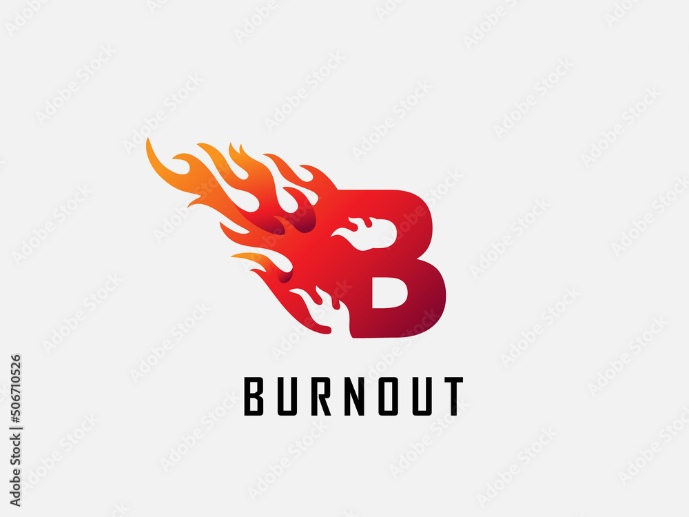 Fire Letter B logo template. Burning flame design element vector ...