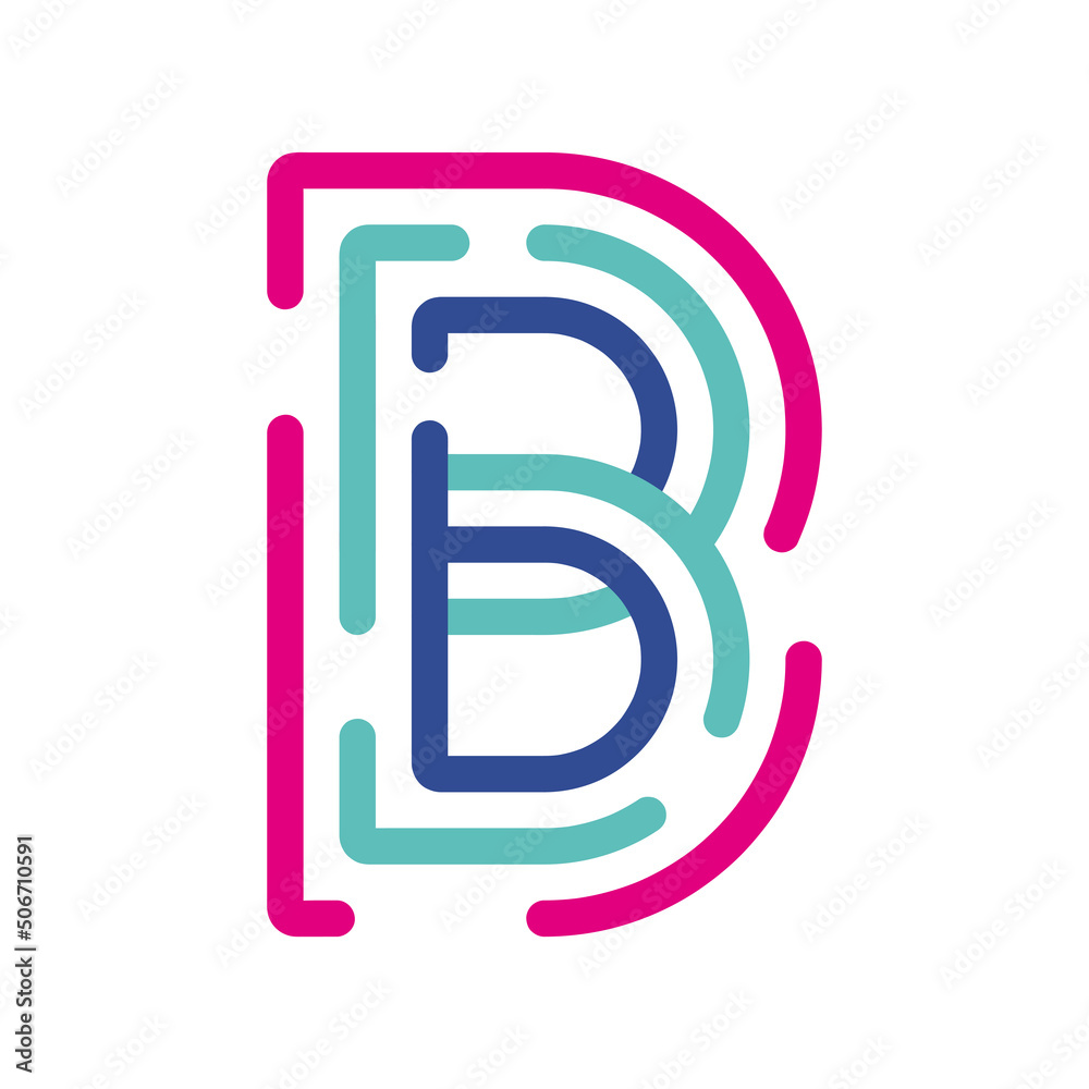 Abstract Letter B Line Colorful linear logotype. modern letter lines ...