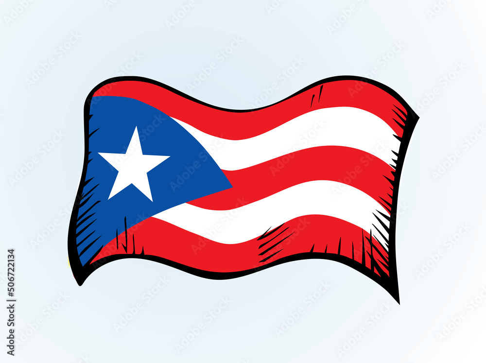 Flag of Puerto Rico. Vector drawing sign Stock Vector | Adobe Stock