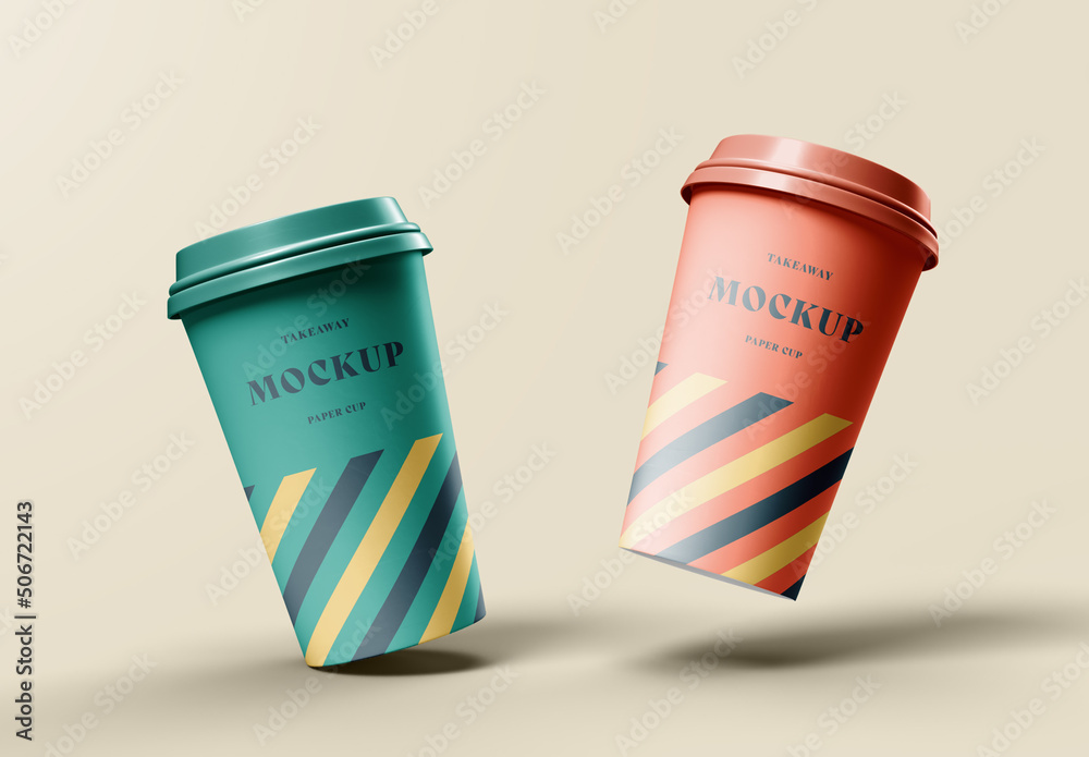 Paper Coffee Cups Mockup for Brand Identity Presentation and Takeaway ...
