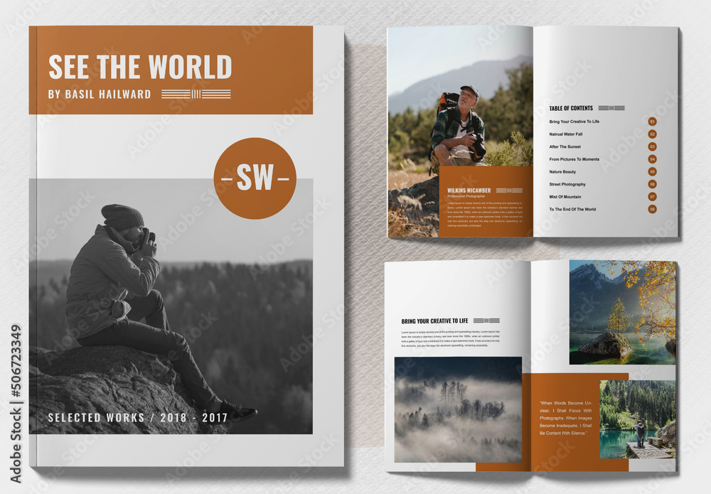 Outdoor and Travel Magazine Layout Stock Template | Adobe Stock