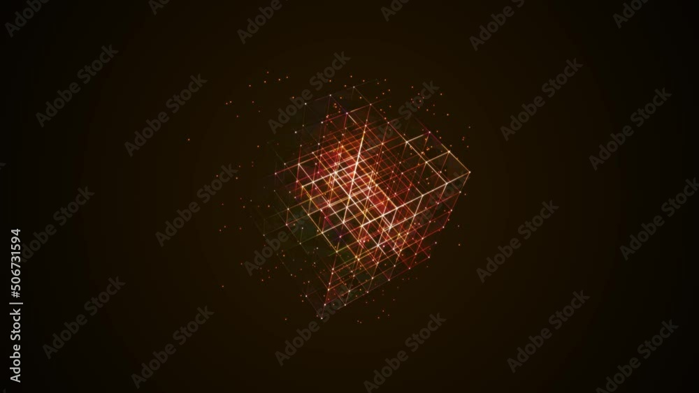 Graphic neon animated symbol of squares, rhomb, dots. Architecture maze. Pattern randomly ...