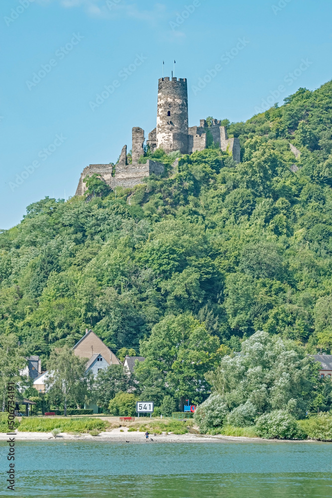 Maus castle, in the hills along the Rhine river, was constructed in the ...