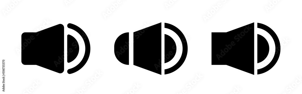 Sound icon. Set of black sound icons. Vector clipart isolated on white ...