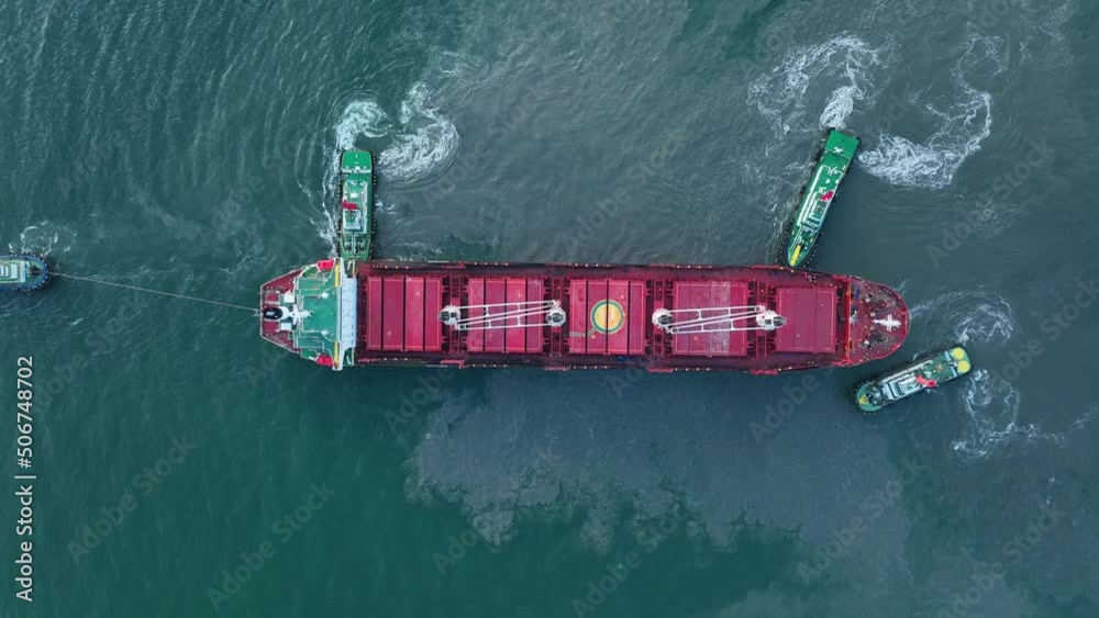 Tug boat drag container cargo ship vessel to cargo international ...