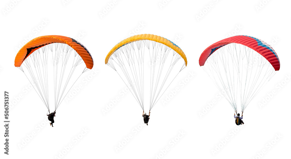 collection Bright colorful parachute isolated on white background, The ...