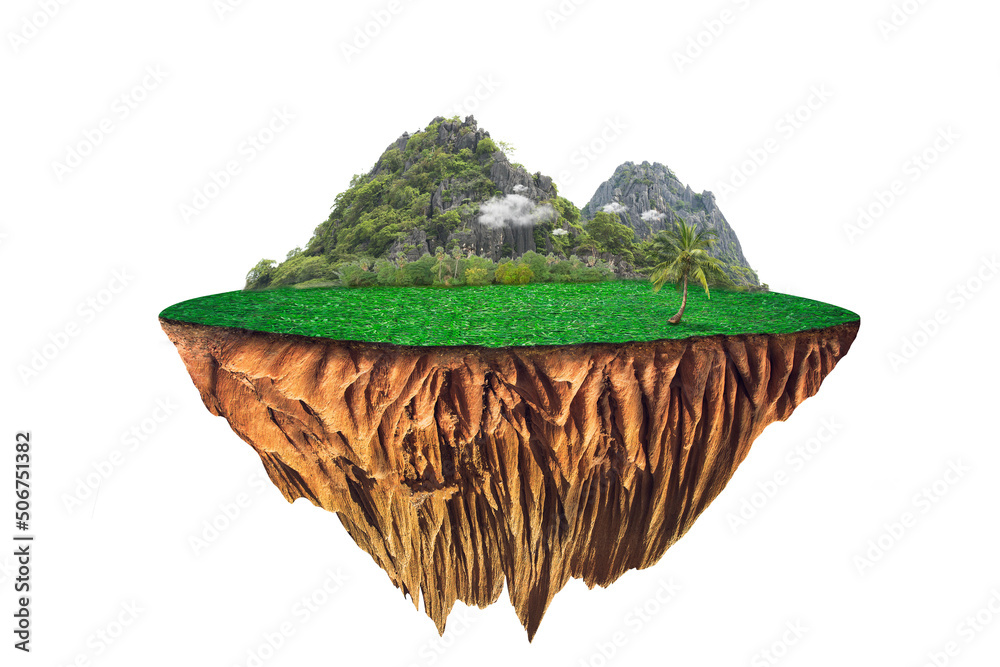 round soil ground cross section with earth land and green grass ...