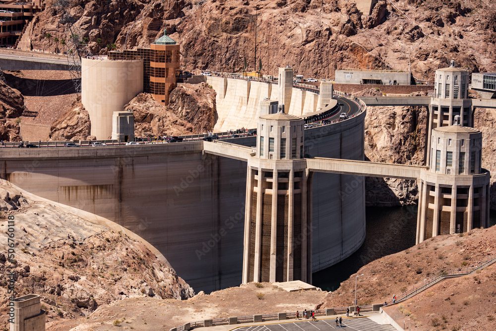 Historic Low Water Levels at Lake Mead Hoover Dam Stock Photo | Adobe Stock
