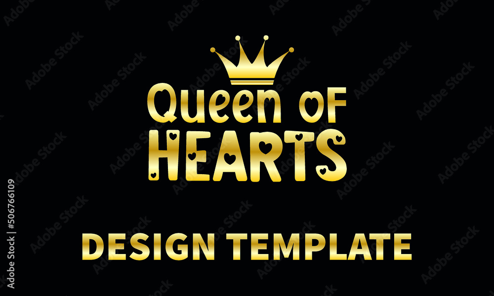 queen of hearts vector logo monogram template Stock Vector | Adobe Stock
