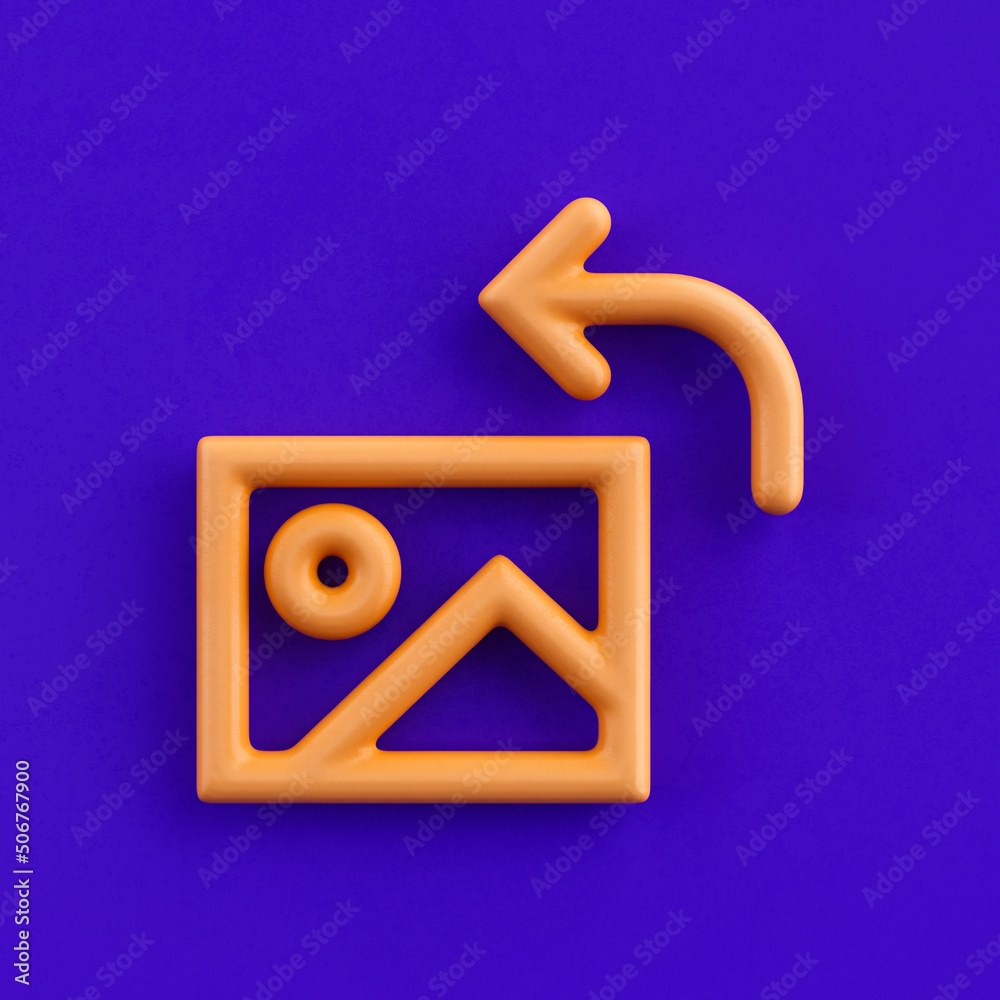 3d icon img rotate left, outline yellow arrow icon, direction symbol ...