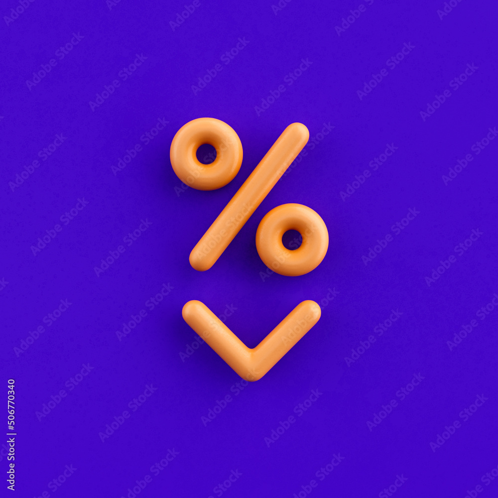 3d icon arrow down sale, outline yellow arrow icon, direction symbol ...