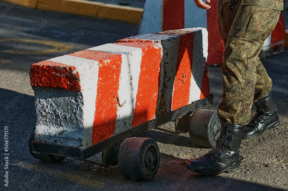 Road checkpoint. Control of the movement of vehicles during a special ...