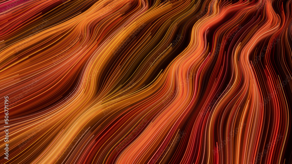 Abstract Swoosh Background with Orange, Yellow and Red Streaks. 3D ...
