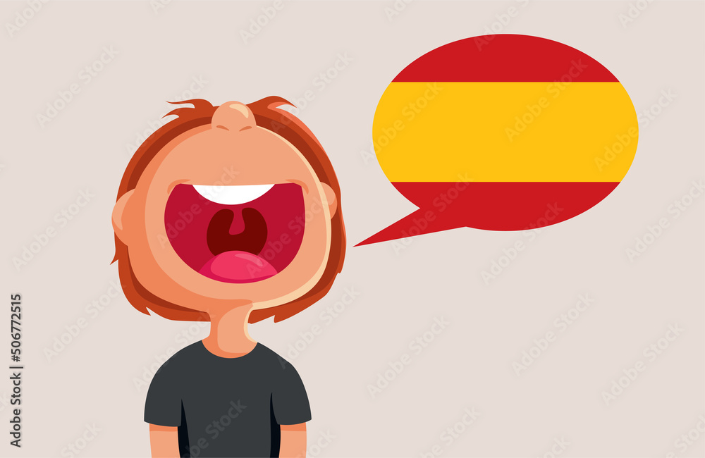 Funny Boy Speaking Spanish Vector Cartoon Illustration Stock Vector ...