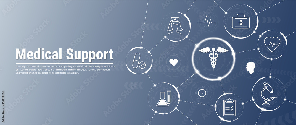 Digital Medical Support concept, vector illustration. Healthcare modern ...