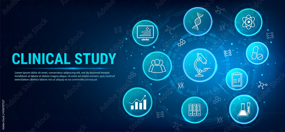 Clinical Study Concept banner. Healthcare, Health Icons, Disease ...