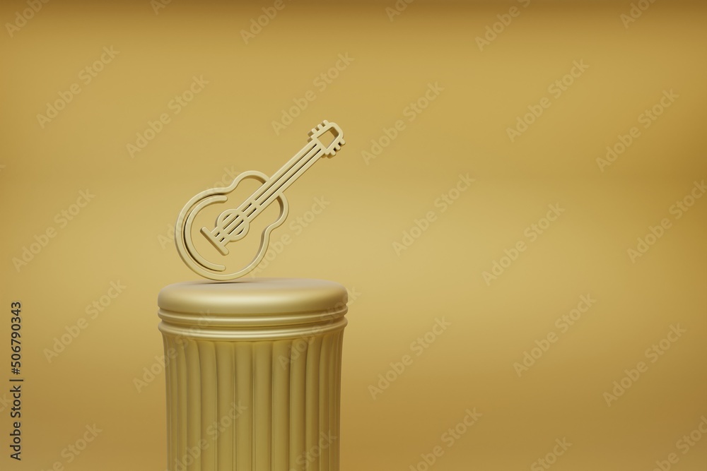 Beautiful abstract illustrations golden Jazz guitar music symbol icons ...