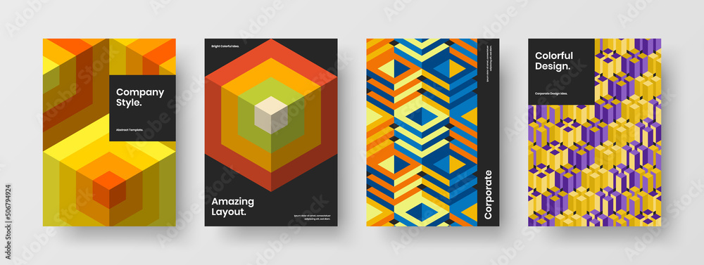 Premium mosaic tiles catalog cover concept collection. Multicolored ...