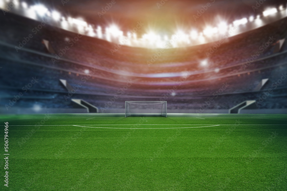 textured soccer game field - View of the soccer goal from midfield ...