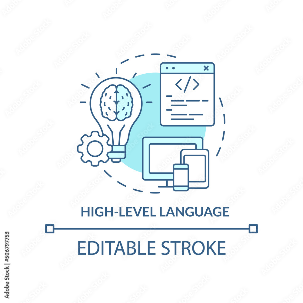 Vetor de High level language turquoise concept icon. Type of computer ... Vetor de High level language turquoise concept icon. Type of computer ...