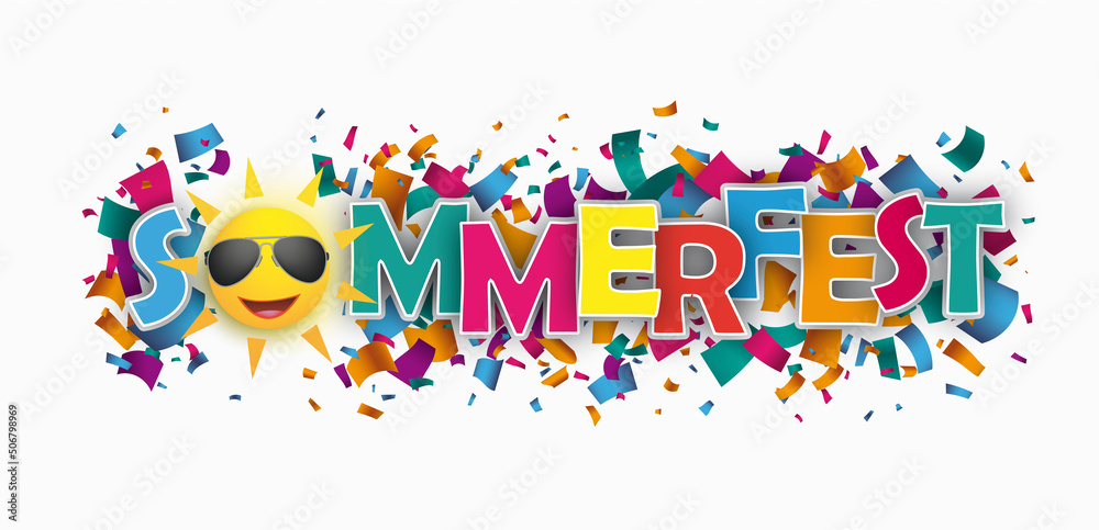 Sommerfest Template Header mit Konfetti Stock Vector | Adobe Stock