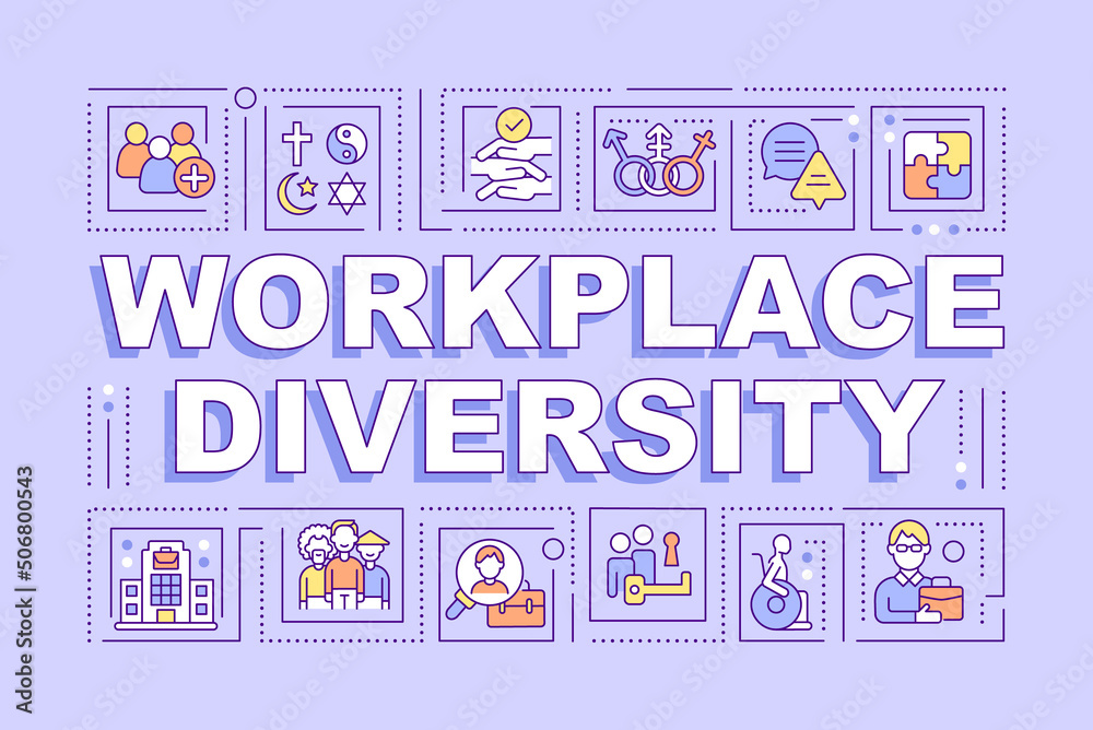 Workplace diversity word concepts purple banner. Corporate culture ...