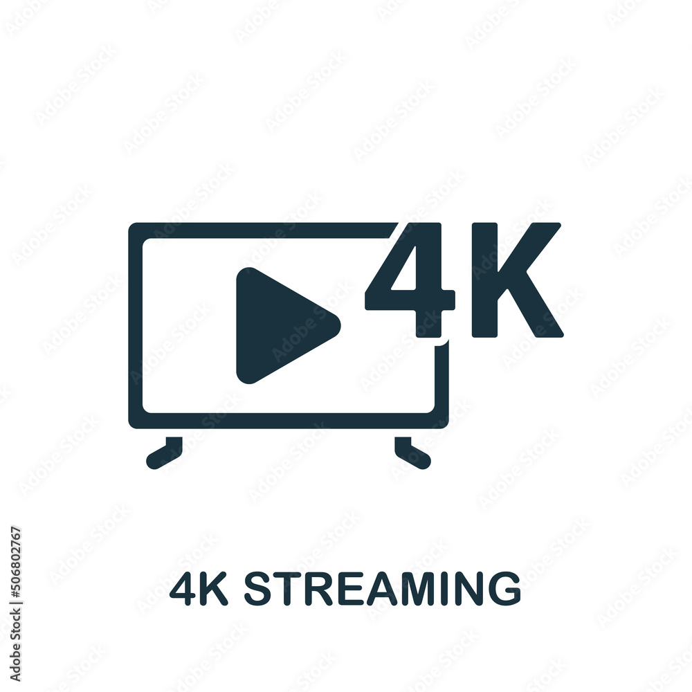 4K Streaming icon. Monochrome simple Streaming icon for templates, web ...