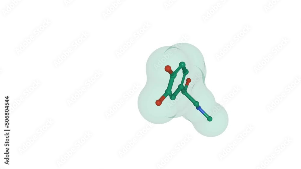 3D model of adrenaline (epinephrine) molecule. Rendered as ball-and ...