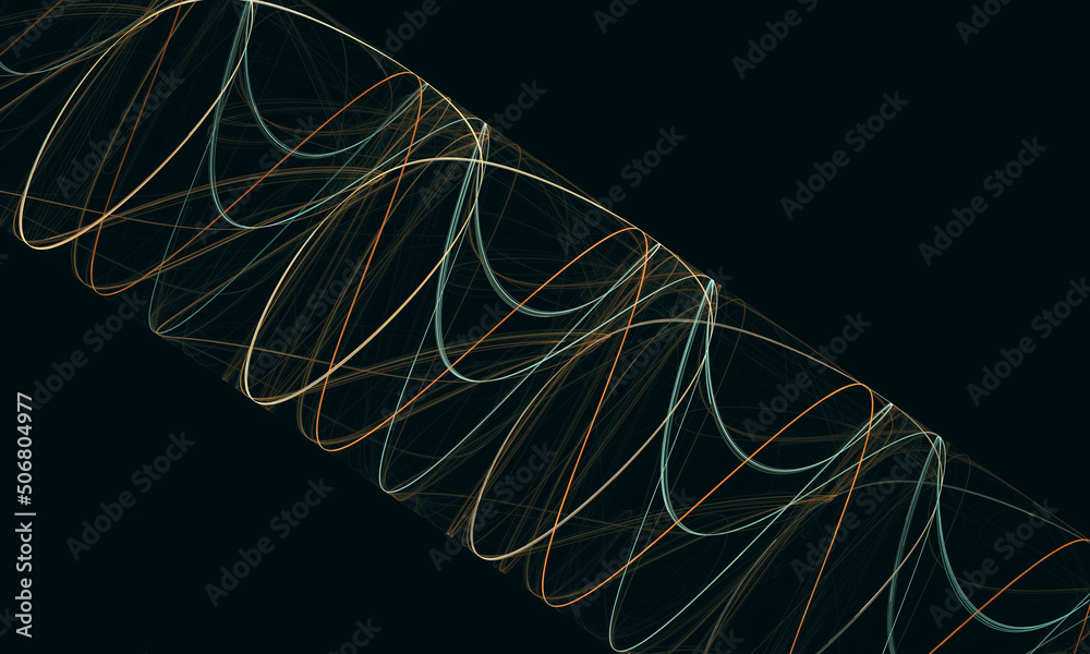 Conceptual abstract geometric 3d shape built of wires or thin digital ...