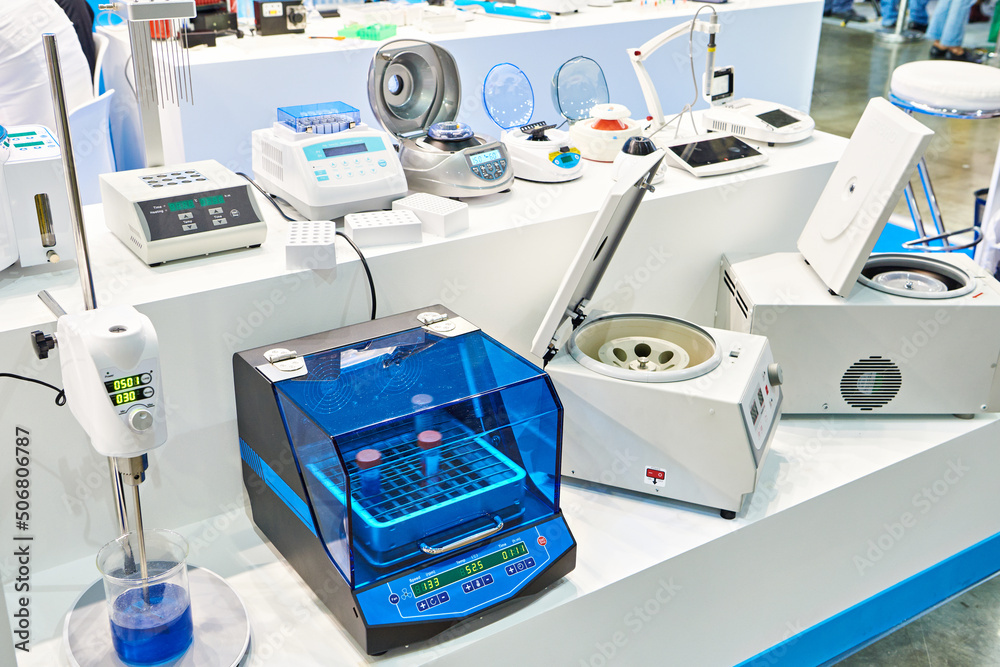 Water baths. Modern chemical equipment for laboratory Stock Photo ...