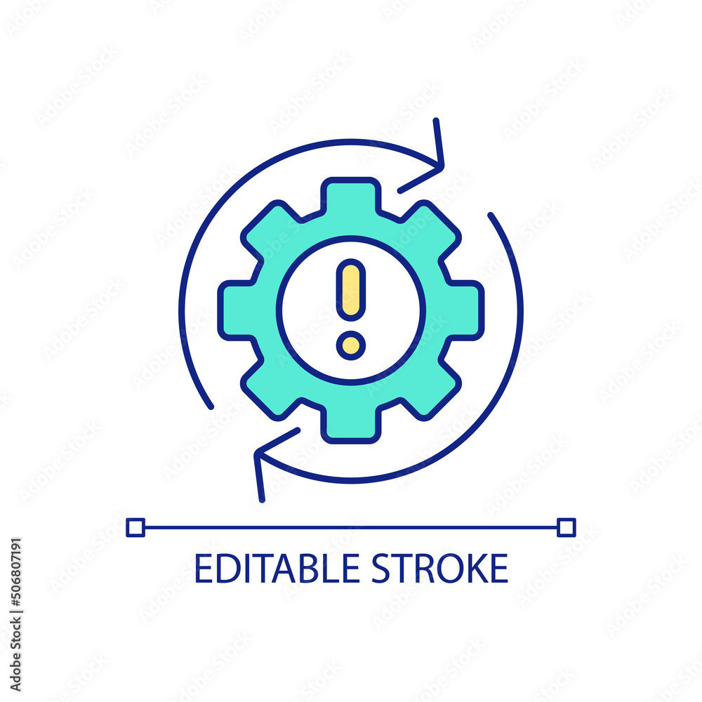 Operational failure RGB color icon. Manufacturing errors. Reduced ...