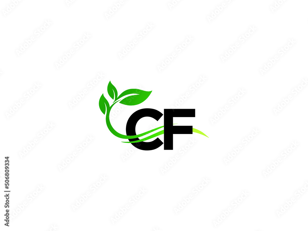 Natural CF Logo Icon, Letter Cf fc Logo Image Design Vector With Green ...