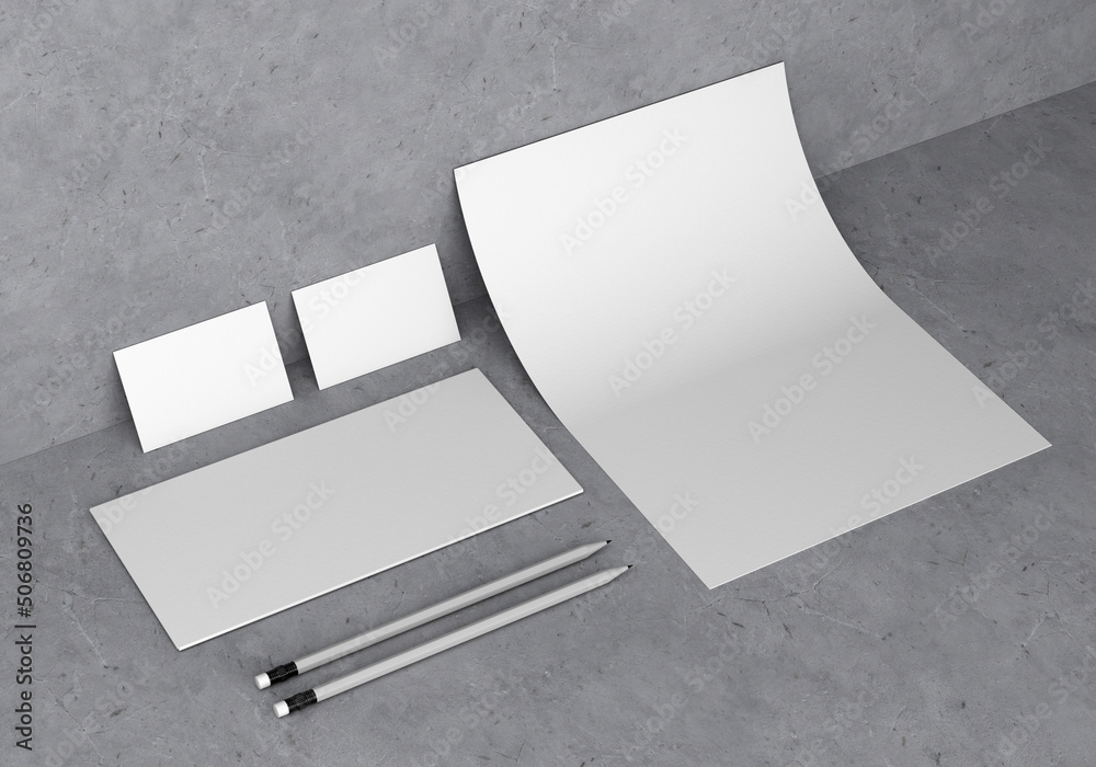 Base white stationery mockup template for branding identity on a gray ...