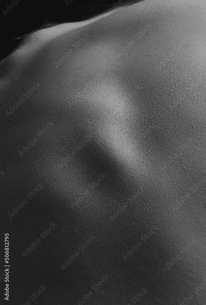 Back curve line. Detailed texture of human female skin. Close up part ...