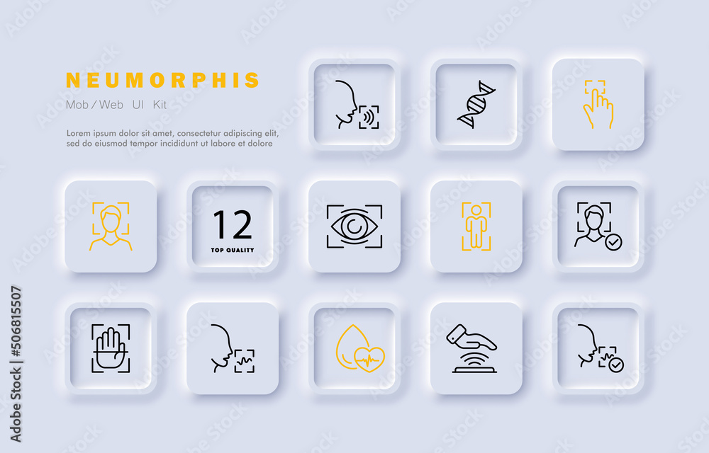 Identification Set Icon Dna Rna Face Recognition Two Factor Verification Fingerprint