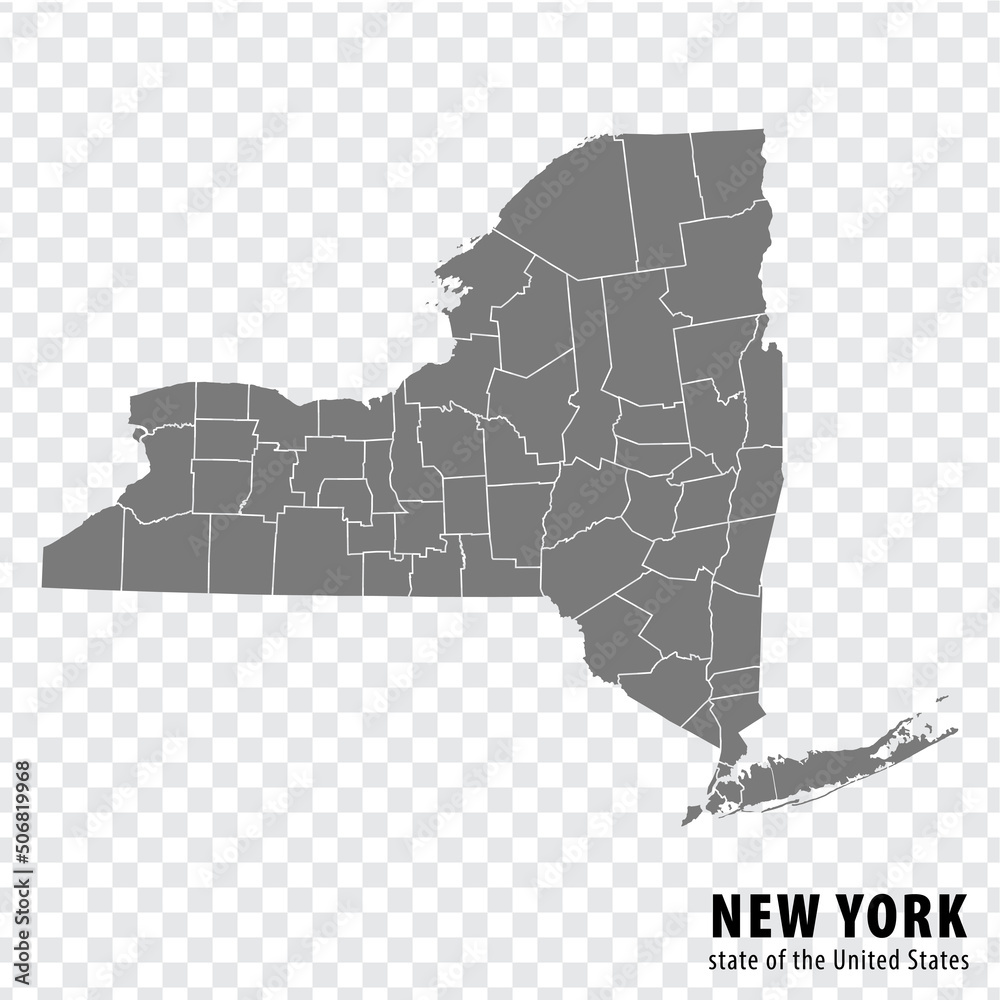 State of New York map on transparent background. Blank map of New York ...