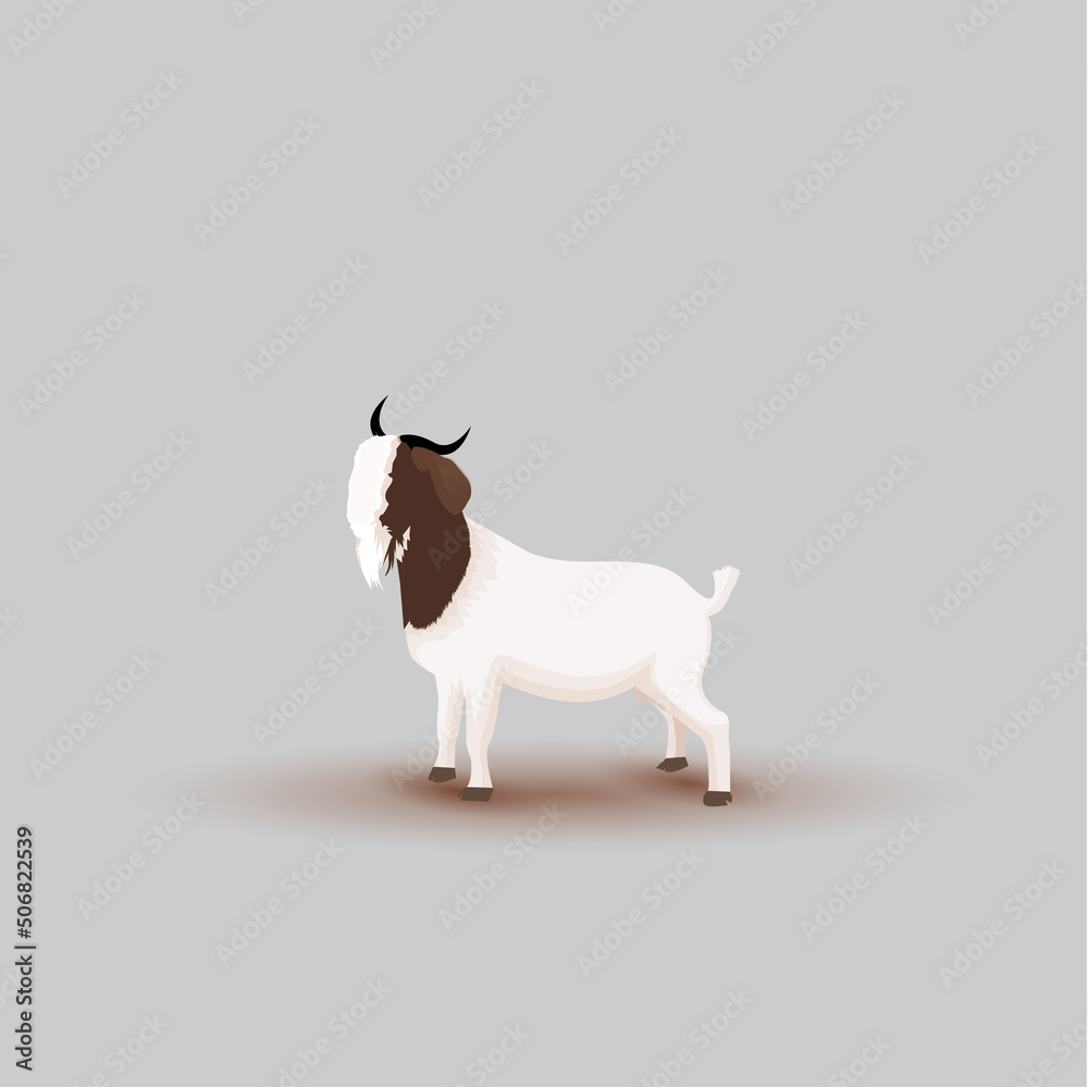 White goat, cartoon vector animal Vector Stock Vector | Adobe Stock