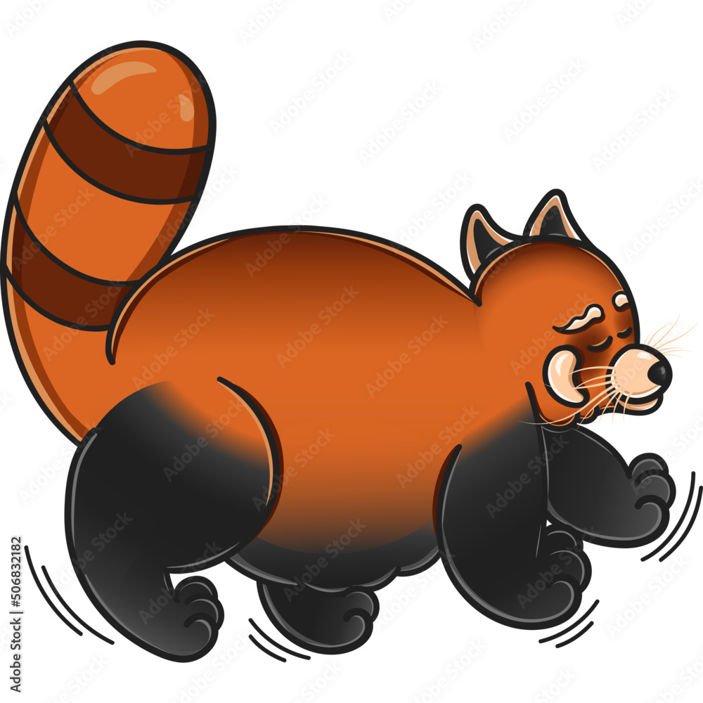 Cute and chubby red panda. Drawn vector graphics for postcards, for ...