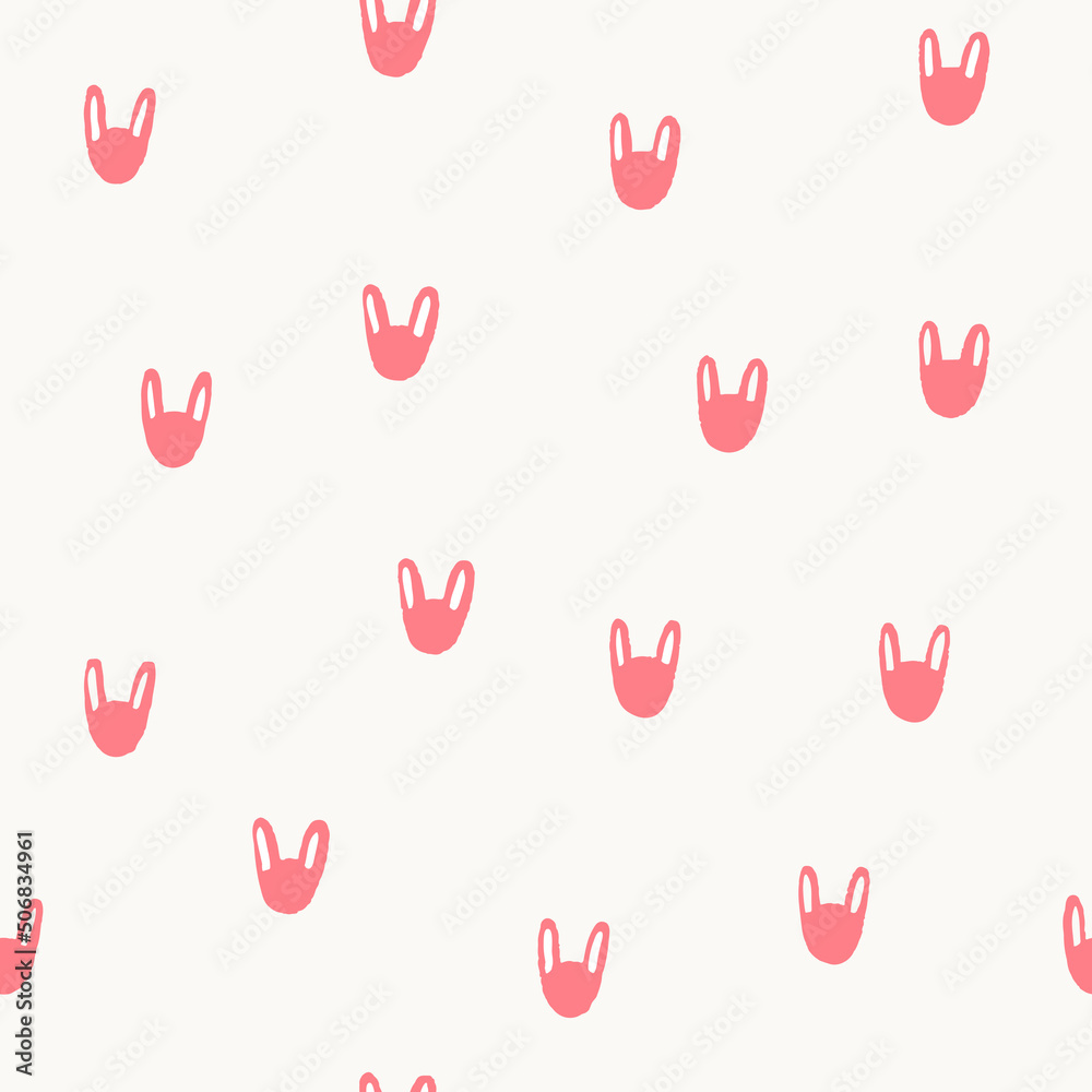 Seamless pattern with cute pink rabbits Stock Vector | Adobe Stock