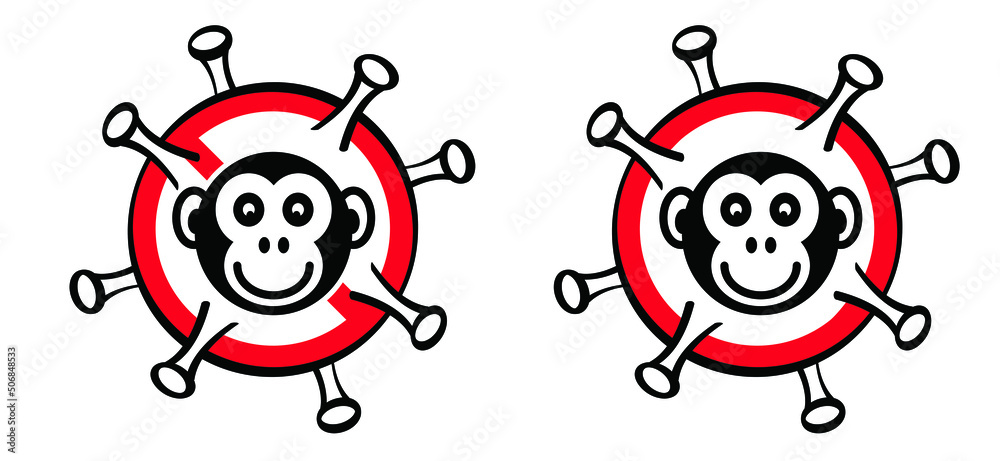 Stop monkeypox, monkey pox viral disease pictogram or logo. Virus ...